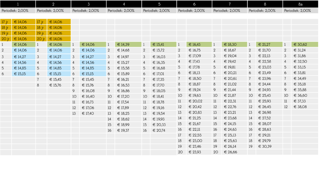 Salaristabellen 2025 (op basis van 38-urige werkweek) – CAO Poppodia en ...